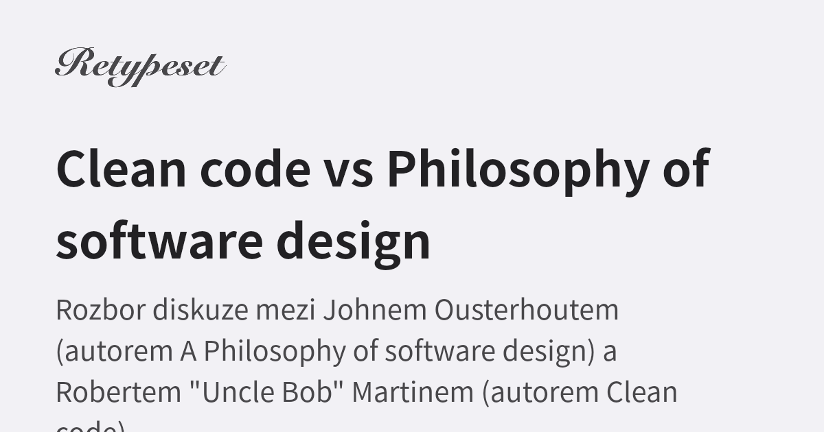 Clean code vs Philosophy of software design | Be pragmatic